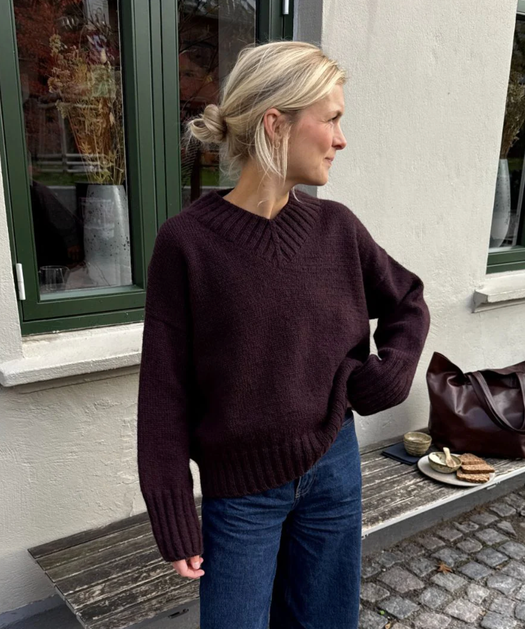 Hannah Sweater V-neck - Papir – Garntopia